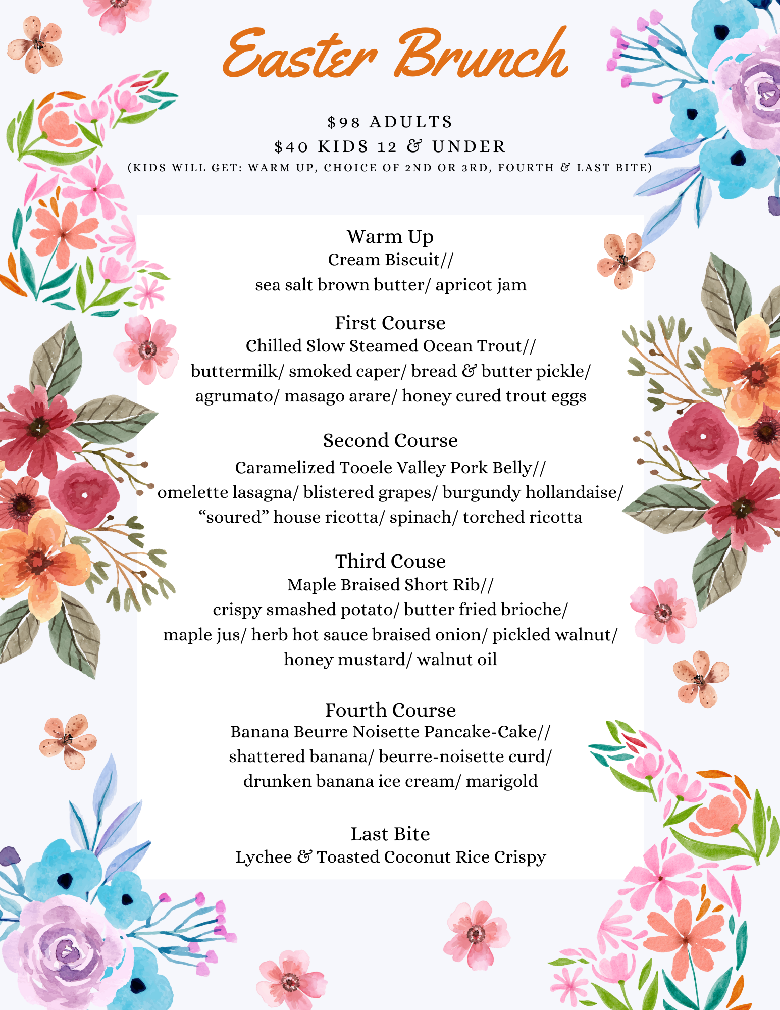 Easter Brunch 2024 & Spring Fling Dinner – Francks Food